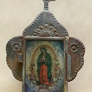 Antiqued Miniature Nicho With Virgin of Guadalupe, Mexican Nicho ...