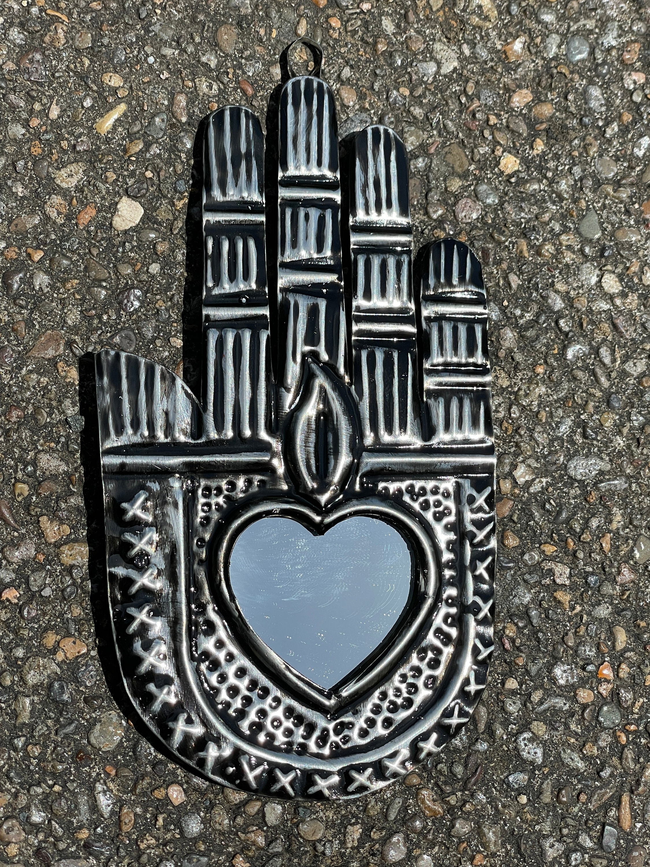 HEALING Hand Ornaments, Set/5, Tin Milagro Hand, Fatima Hand, Mexican ...
