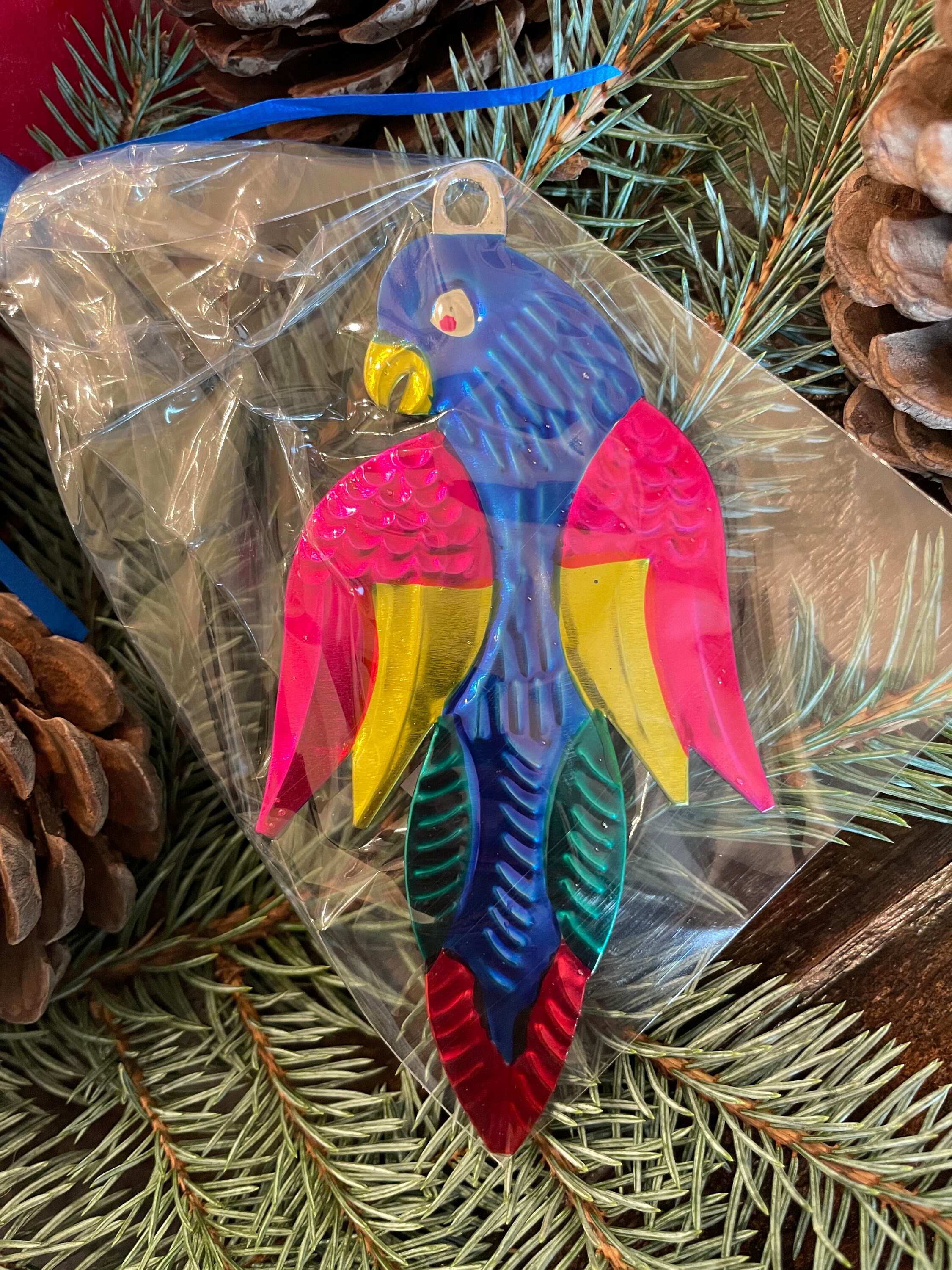 Bird Ornament, Tin Parrot Ornament, Mexican Tin Parrot Ornament ...