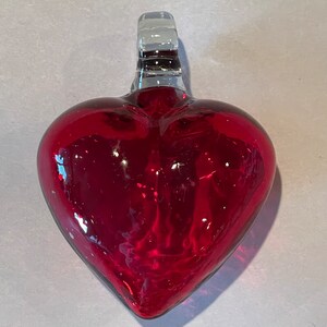 RED Blown GLASS HEART, Small, Red Blown Glass Heart Ornament, Red Glass ...