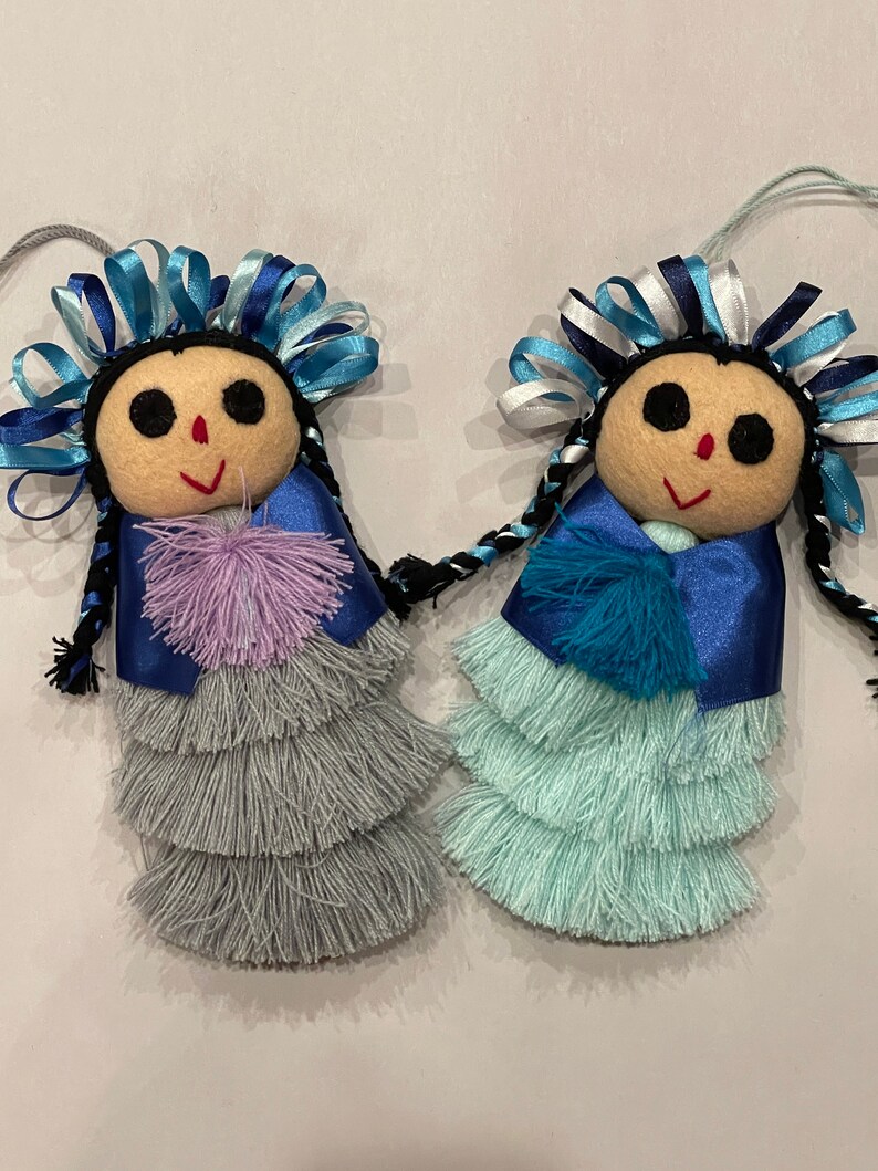 SET of TWO Mexican Maria Dolls, Maria Doll Ornament, Mexico Doll Favor ...