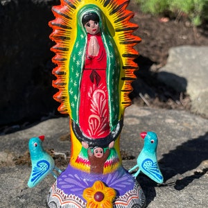 VIRGIN of GUADALUPE Statue, Guadalupe Figure, Clay Guadalupe Mexico ...