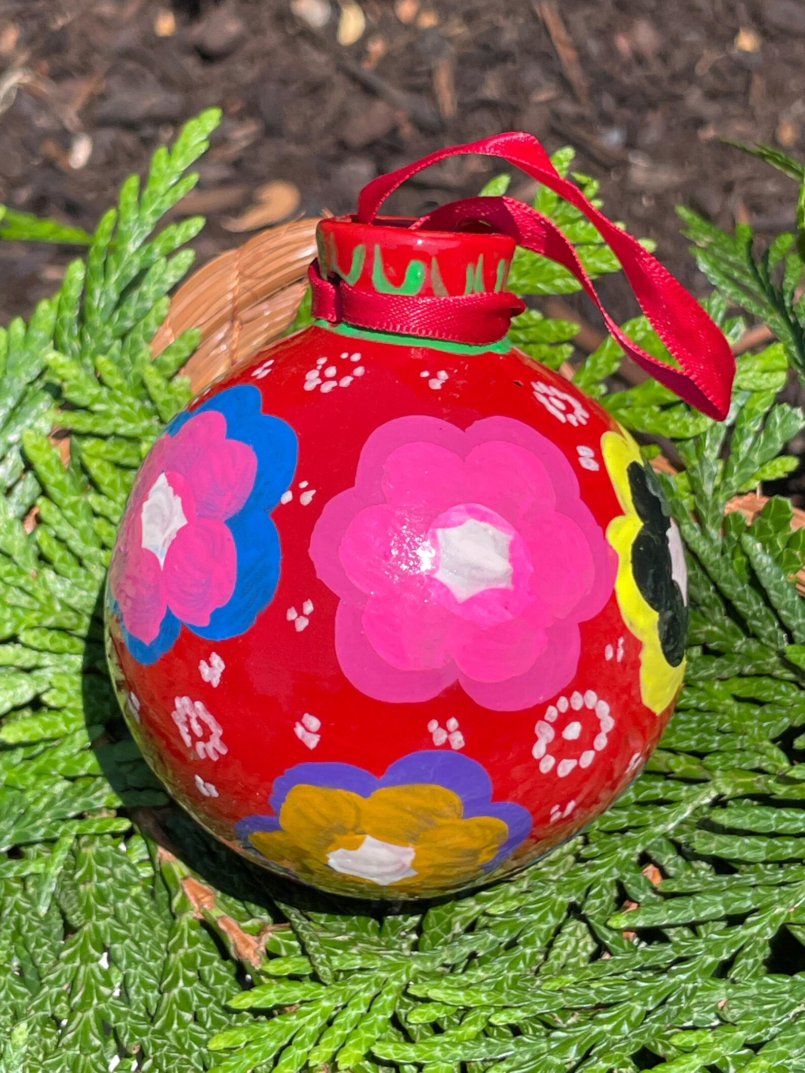 Clay Sphere Ornament, Christmas in Mexico, Mexico Tree Ornament, Clay ...