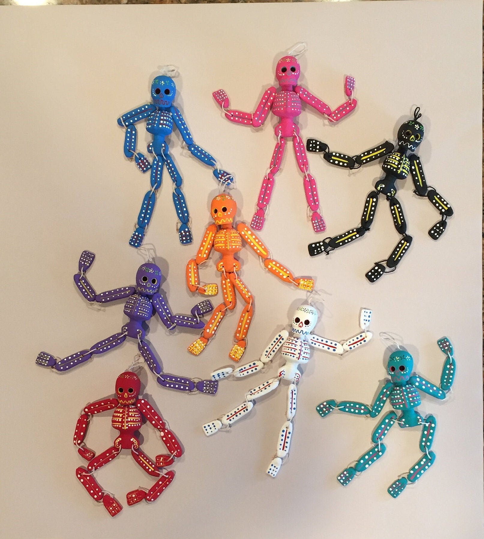 SET of EIGHT SKELETON Ornaments Calavera Ornaments Day of | Etsy