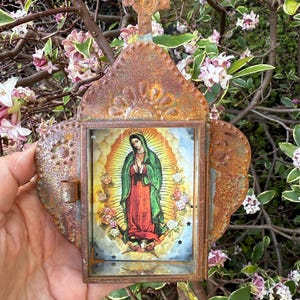 Nicho With Virgin of Guadalupe, Miniature, Antiqued, Mexican Nicho ...