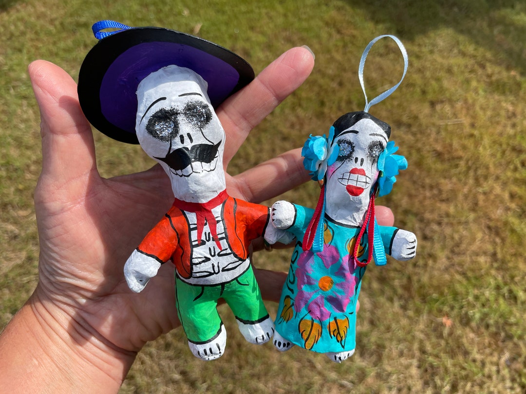 Mini DAY of the DEAD Ornaments, Dia De Los Muertos, Mexican Calaveras ...