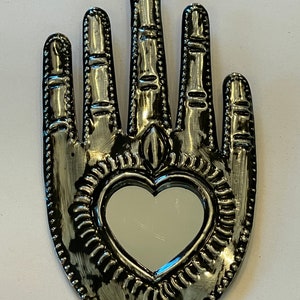SET of FIVE Tin HEALING Hand Ornaments, Tin Milagro Hand, Fatima Hand ...