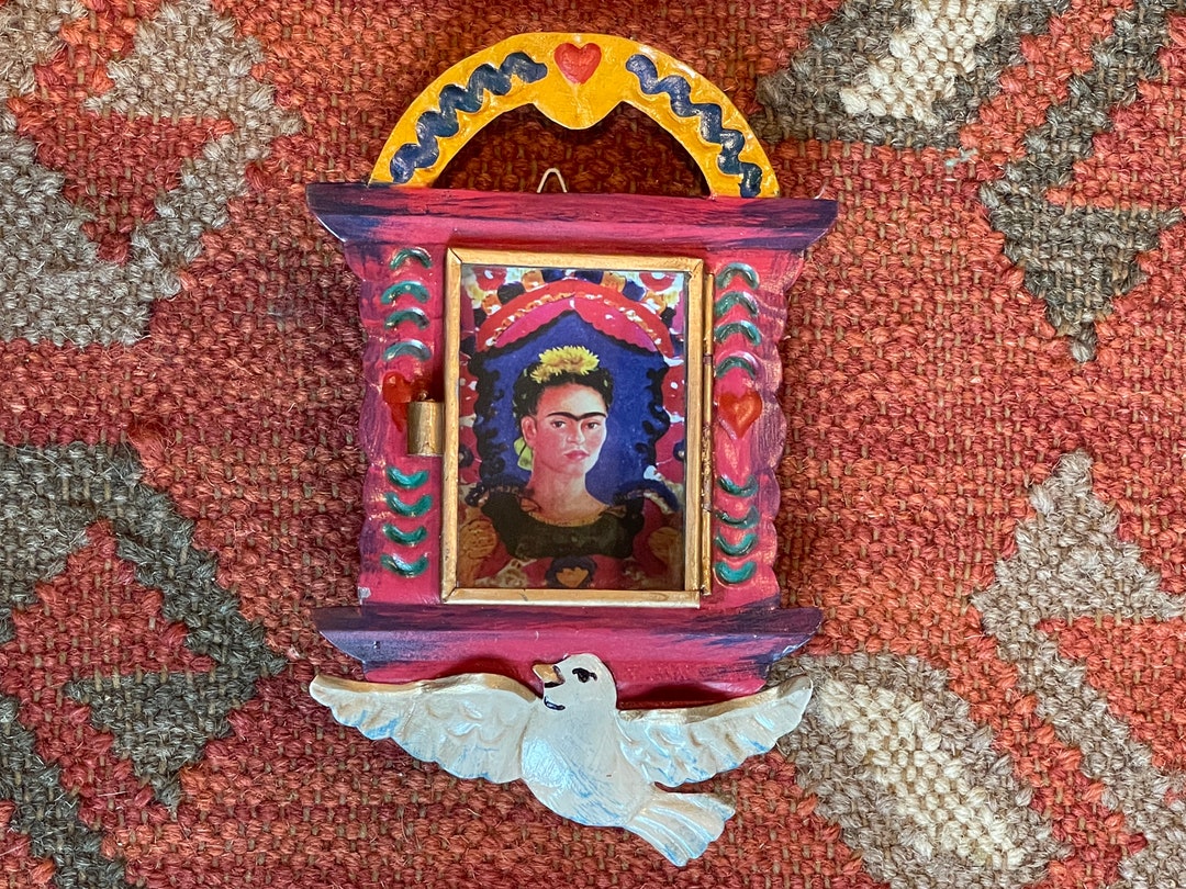 Tin Frida Nicho, Red, Mexican Tin Nicho, Frida Decor, - Etsy
