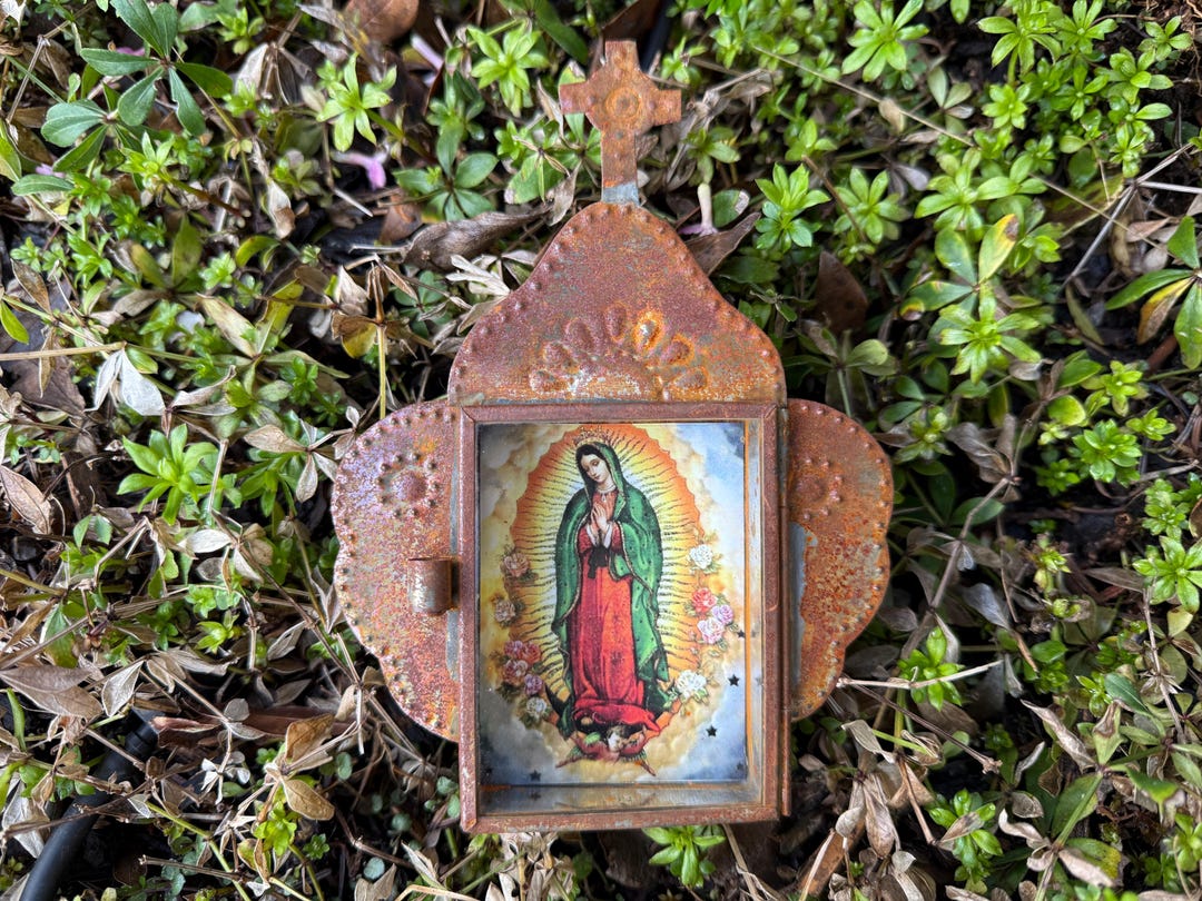Nicho With Virgin of Guadalupe, Miniature, Antiqued, Mexican Nicho ...