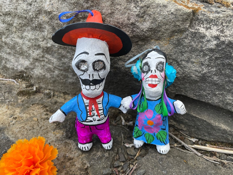 Mini DAY of the DEAD Ornaments, Dia De Los Muertos, Mexican Calaveras ...