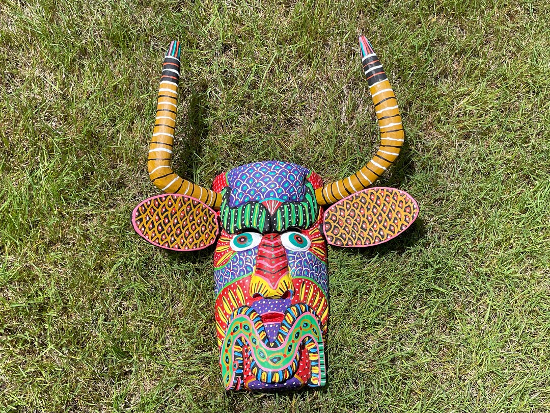 Large Hand Carved Wooden Mask From Michoacan, Mexican Folk Art ...