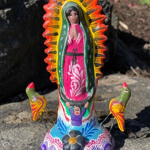 VIRGIN of GUADALUPE Statue, Guadalupe Figure, Clay Guadalupe Mexico ...
