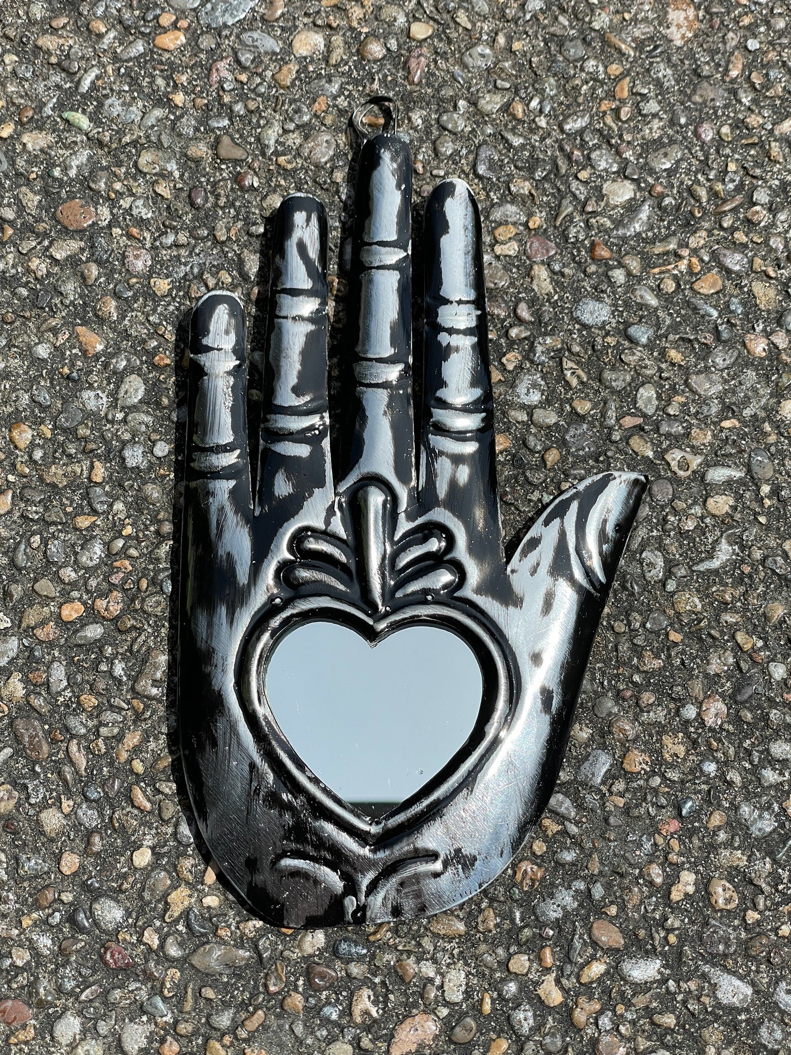 SET of FIVE Tin HEALING Hand Ornaments, Tin Milagro Hand, Fatima Hand ...