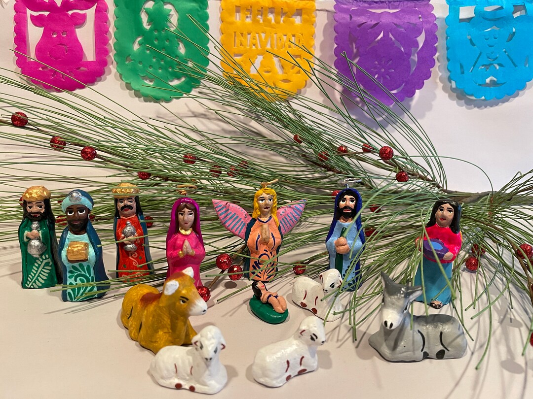 Small Clay Nativity, Small Mexican Nativity, Mexican Nativity Scene ...