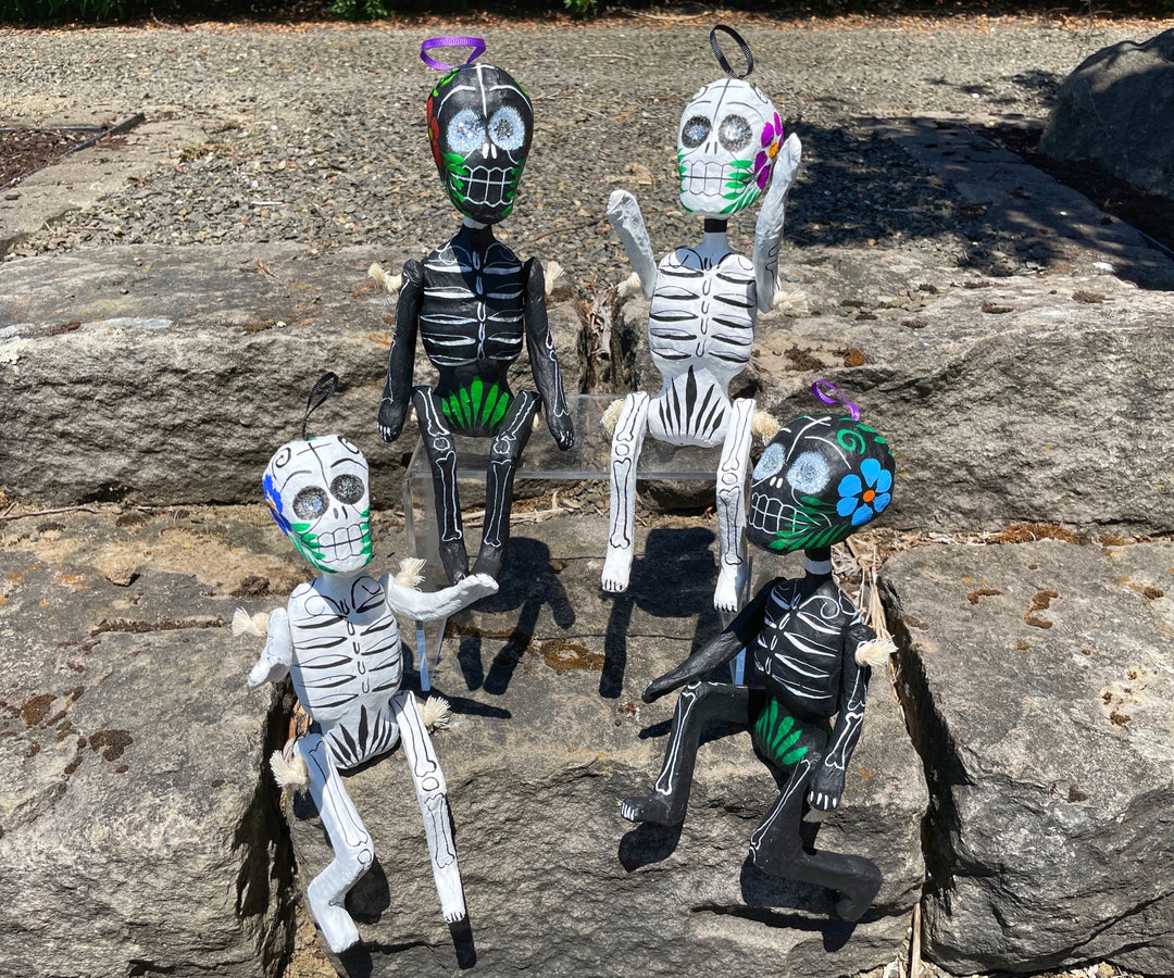 DAY of the DEAD Skeleton Ornament, Paper Mache Skeleton, Mexican ...