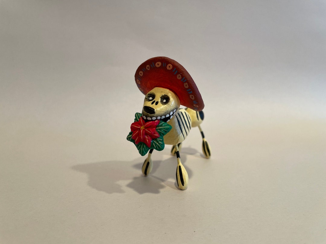 Day of the Dead Dog, Dia De Los Muertos Dog, Dog With Poinsettia ...