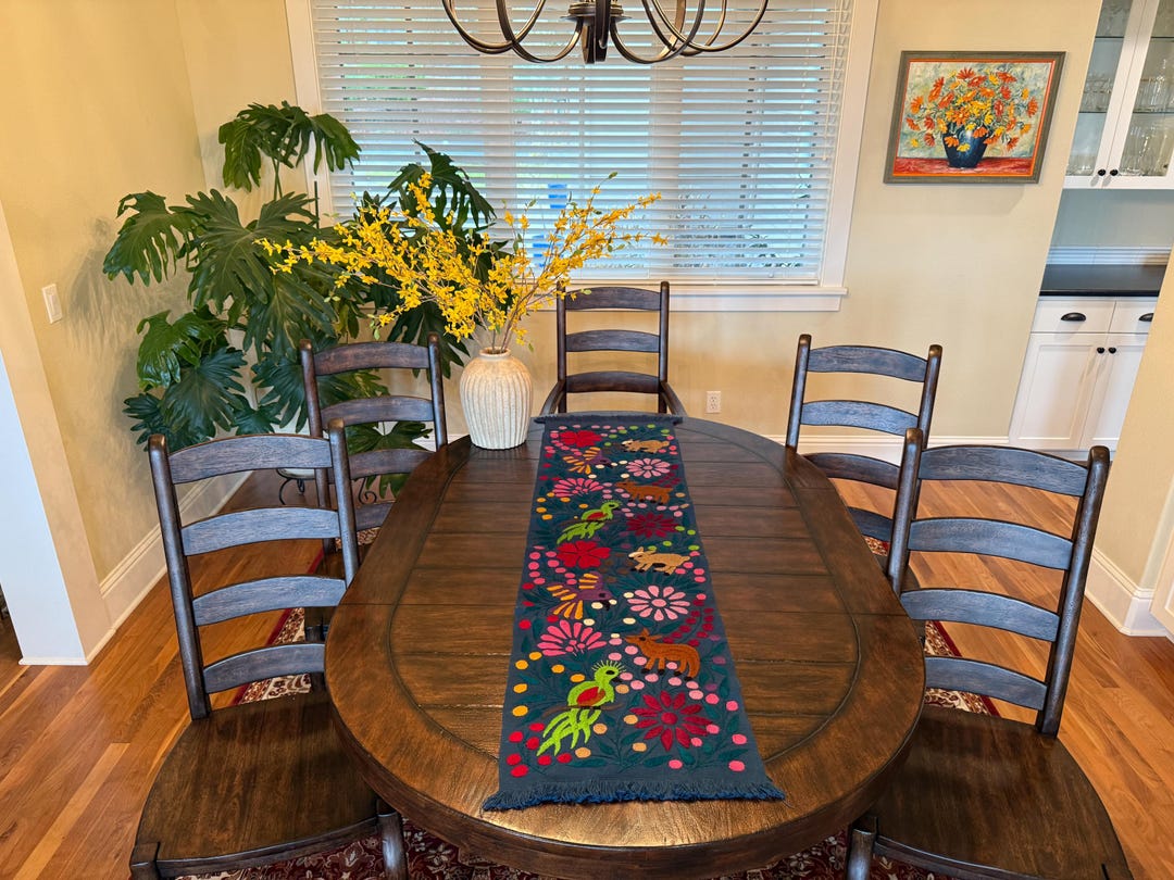 TABLE Runner Chiapas, GRAYISH/BLUE, Mexican Runner, Mexico Wall Art ...