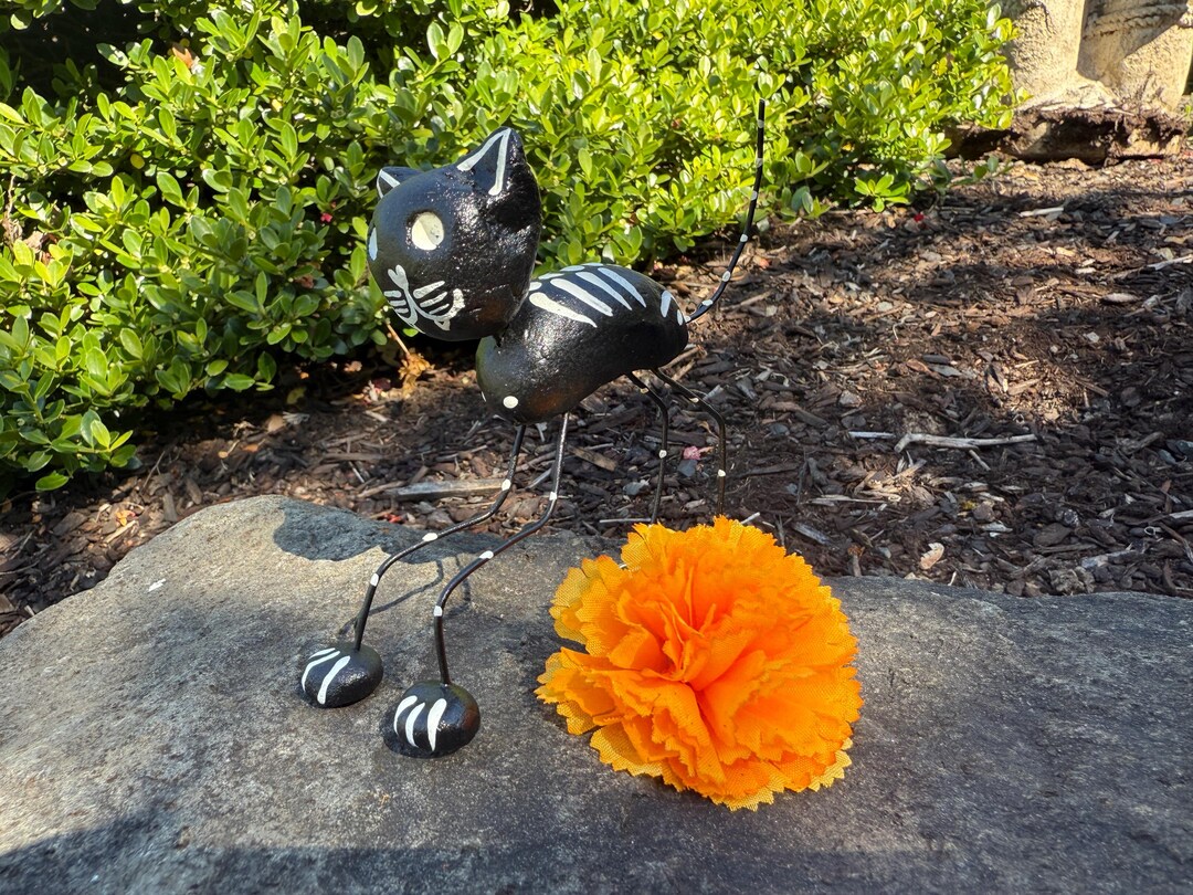 Day of the Dead Cat, Black, Dia De Los Muertos Cat, Miniature Day of ...