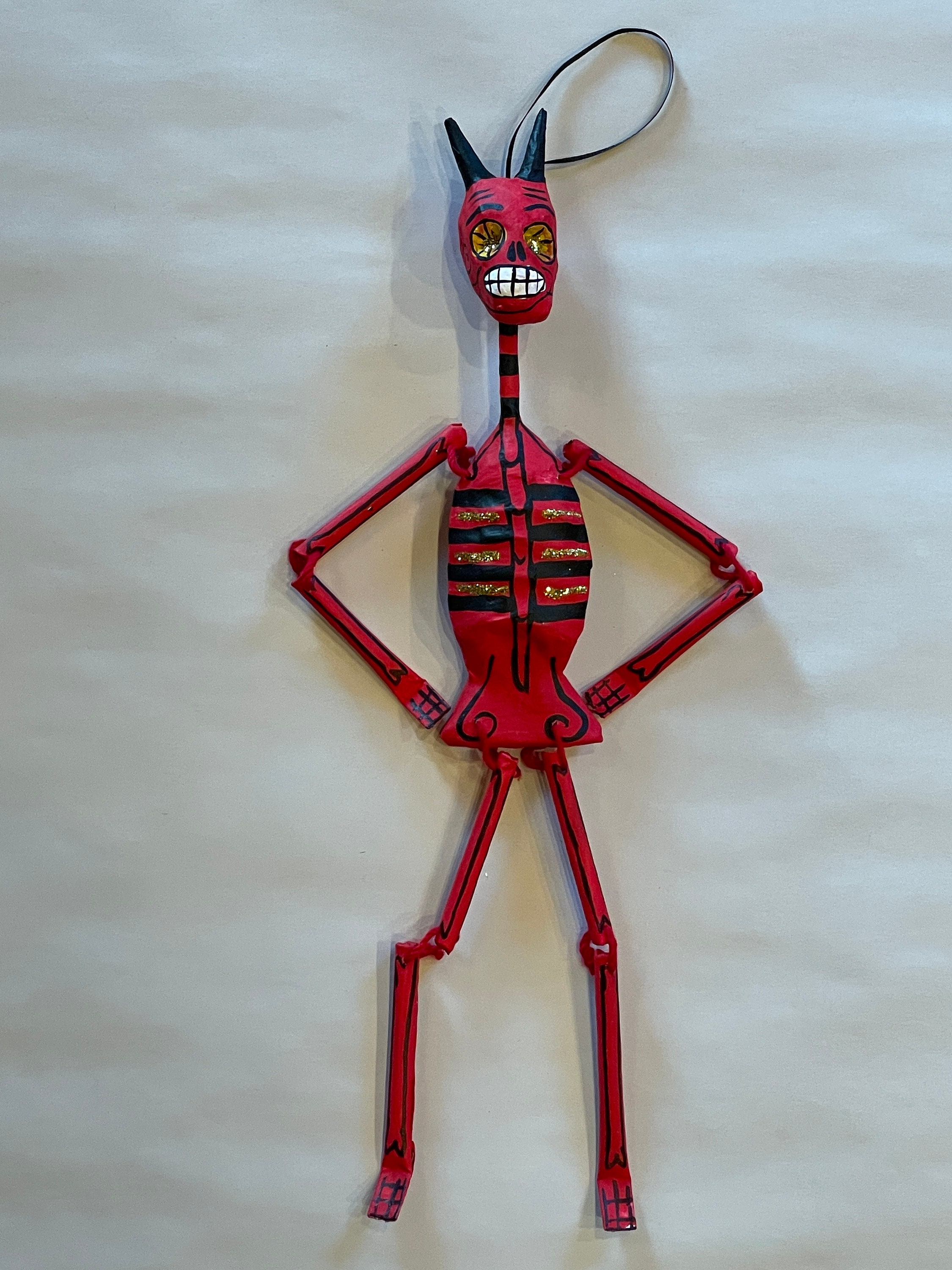 DANGLY Paper Mache DEVIL Day of the Dead Devil Dia De Los | Etsy