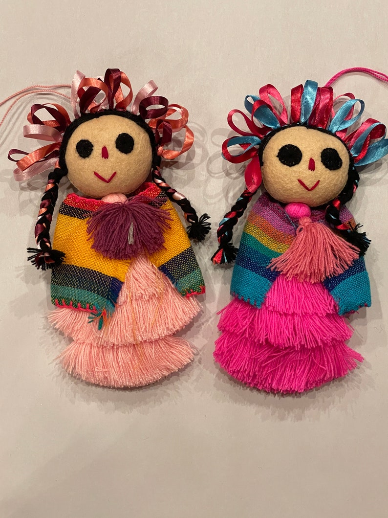 SET of TWO Mexican Maria Dolls, Maria Doll Ornament, Mexico Doll Favor ...