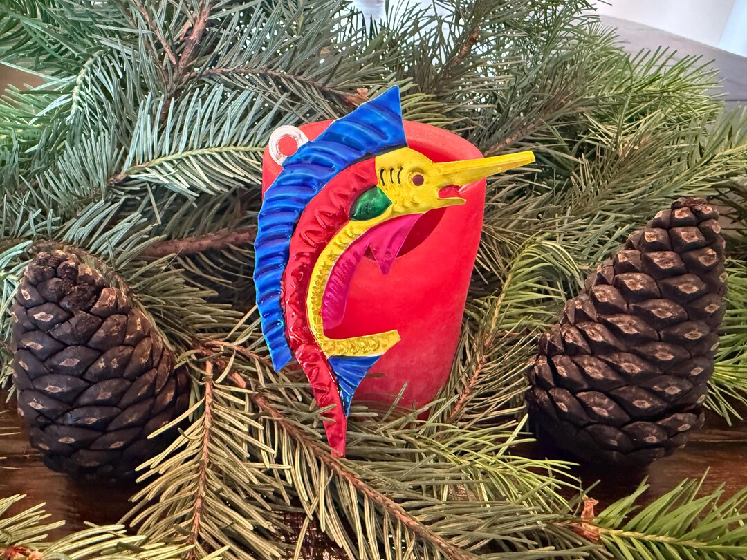 Hand-painted Tin Swordfish Ornament: Mexican Folk Art Christmas Decor ...