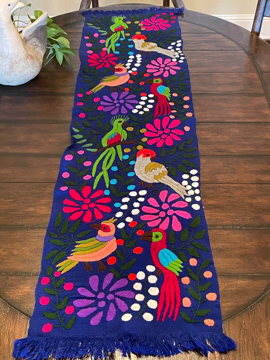 TABLE RUNNER Chiapas, BLUE, Mexican Runner, Mexico Wall Art, Mexican ...