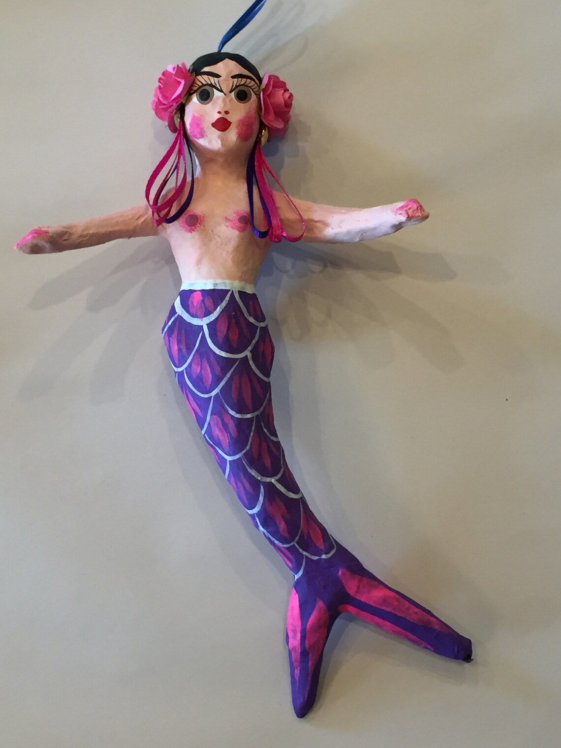 Colorful MERMAID ORNAMENTS Paper Mache Mexican Ornament | Etsy