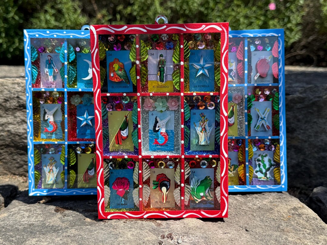 Glitter Loteria Nicho: Mexican Kitsch Folk Art Shadow Box - Etsy