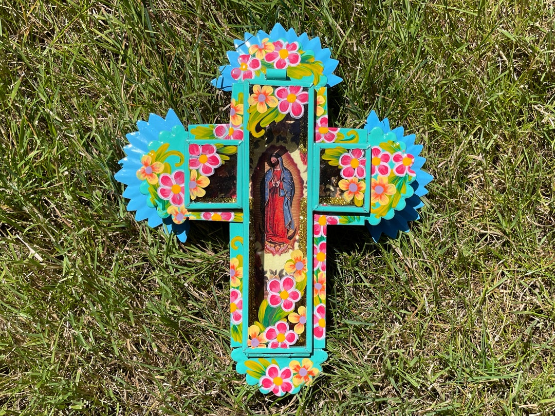 GUADALUPE NICHO/CROSS, Small, Aqua/blue, Guadalupe Retablo, Guadalupe ...