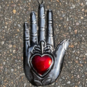 HEALING Hand Ornaments, Set/5, Tin Milagro Hand, Fatima Hand, Mexican ...