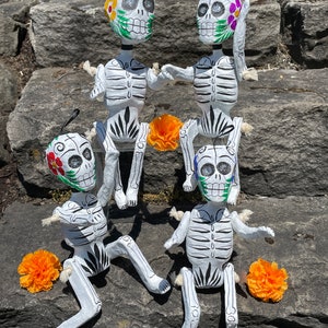 DAY of the DEAD, SKELETON Ornament, White, Paper Mache Skeleton ...