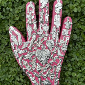 HEALING HAND With MILAGROS, Hamsa Hand, Ex-voto Hand, Hand With Charms ...