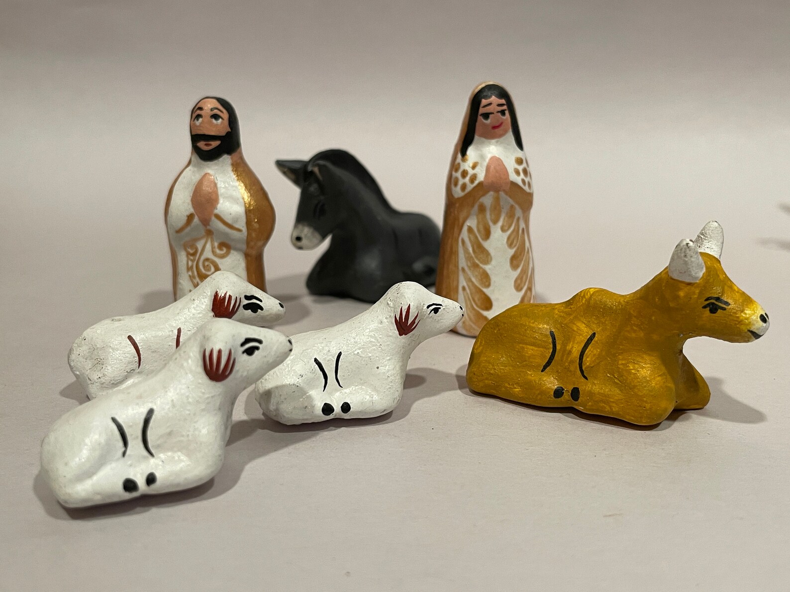 Mini Clay Nativity Small Mexican Nativity Gold Tones | Etsy