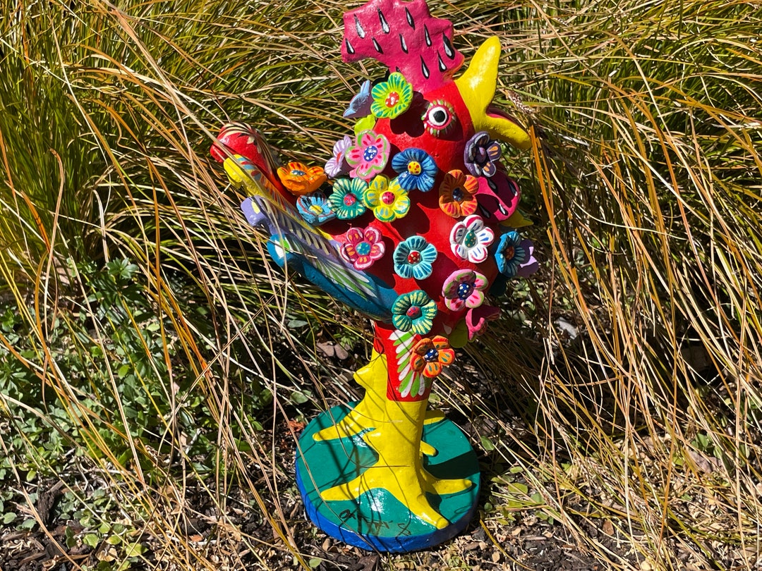 Mexican Rooster RED Small-sized Rooster Folk Art Barro - Etsy
