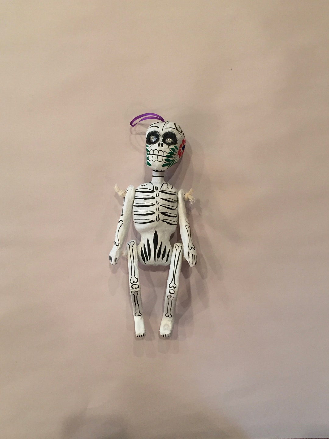 DAY of the DEAD, SKELETON Ornament, White, Paper Mache Skeleton ...
