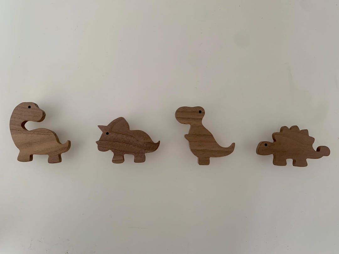 Bubbachomp® Dinosaur Wall Hooks | Solid Wood | Nursery Decor | Set of 4 ...