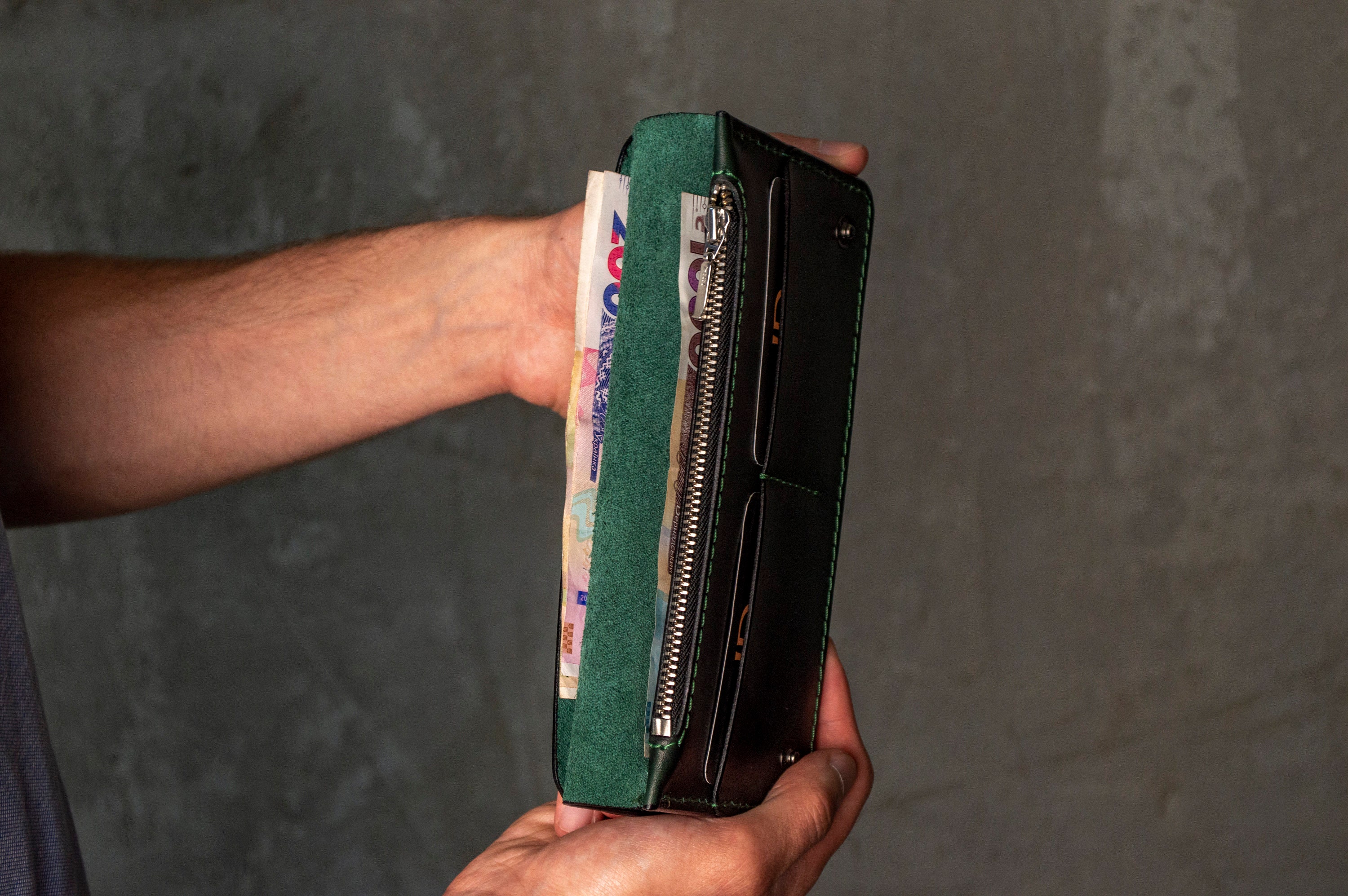 Personalized Leather Wallet, Long Leather Wallet , Leather Green Wallet ...