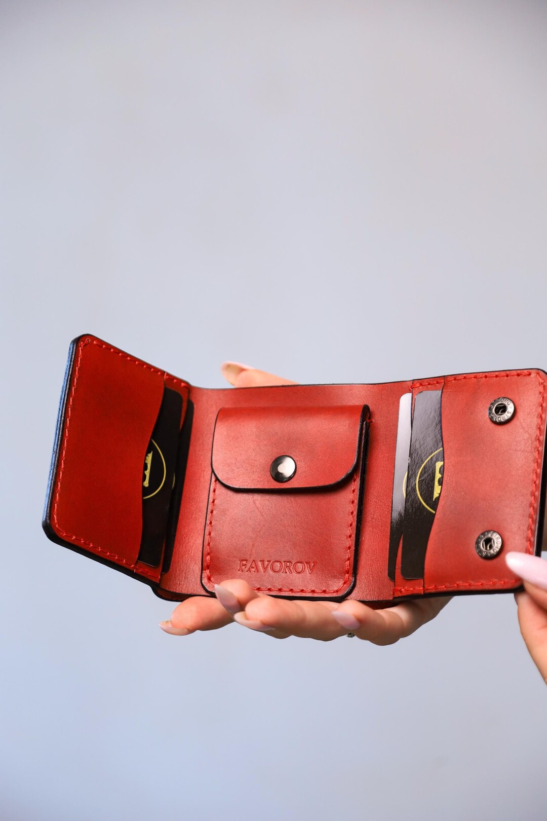 Personalized Leather Wallet, Trifold Leather Wallet, Leather Red Wallet ...