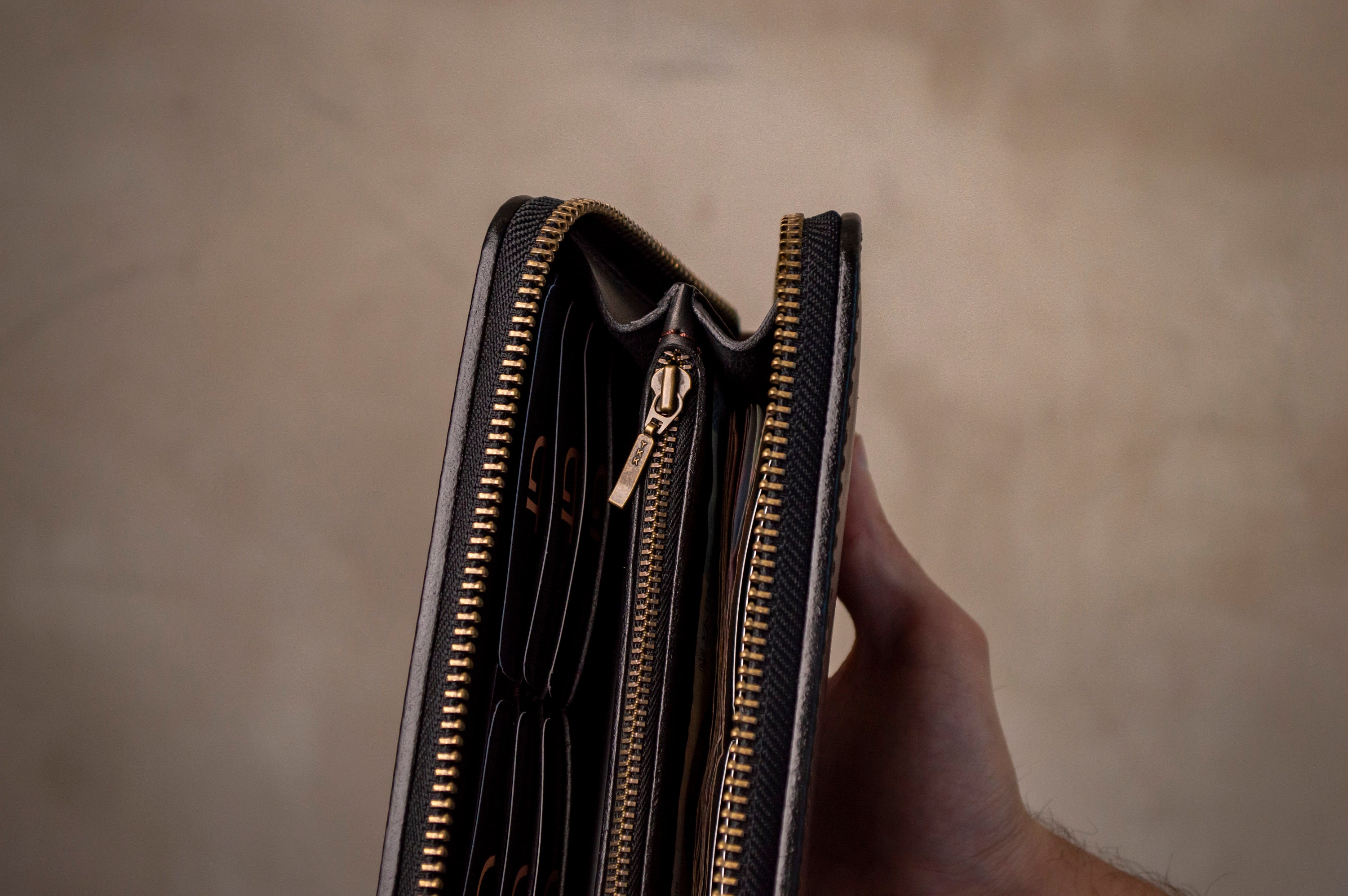 Leather Zip Around Wallet, Personalized Leather Clutch, Handmade Mens ...