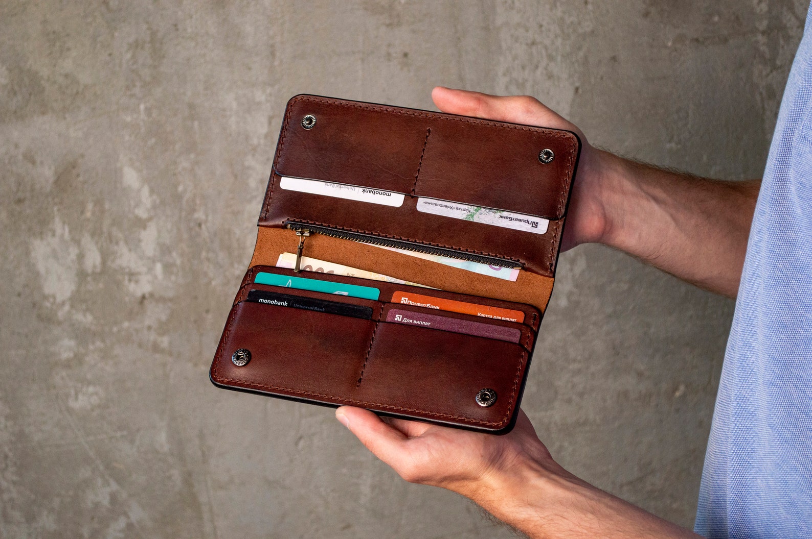 Leather Wallet, Personalized Long Leather Wallet , Leather Brown Wallet ...