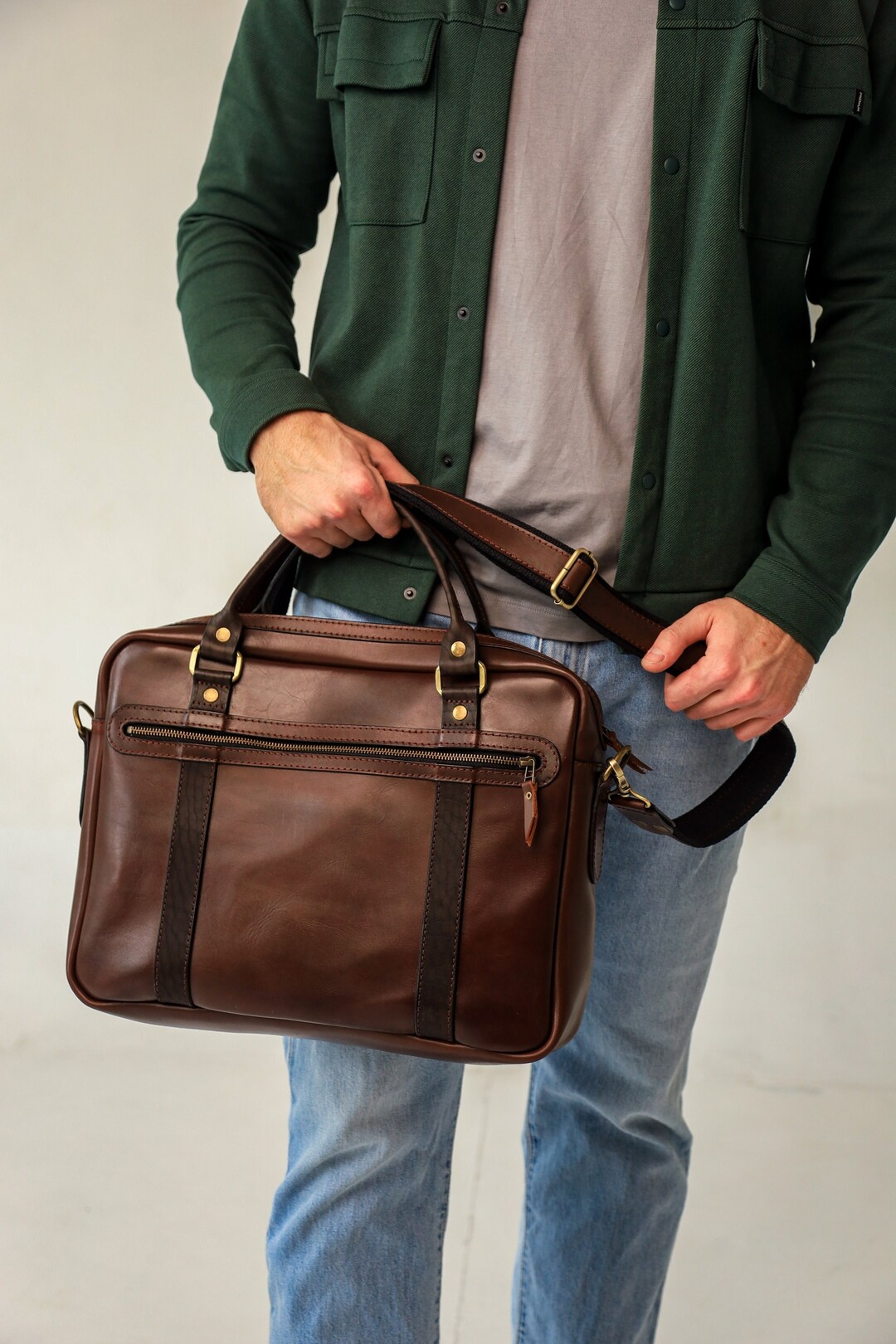 Personalized Gifts for Him, Leather Briefcase Man, Full Grain Leather ...