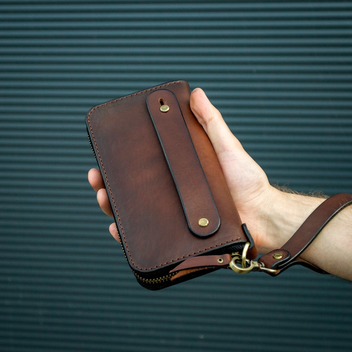 Leather Zip Around Wallet, Personalized Leather Clutch, Handmade Mens Wallet, Clutch Wallet ...