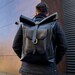 Leather Black Rolltop Backpack, Personalized Leather Backpack for Men ...
