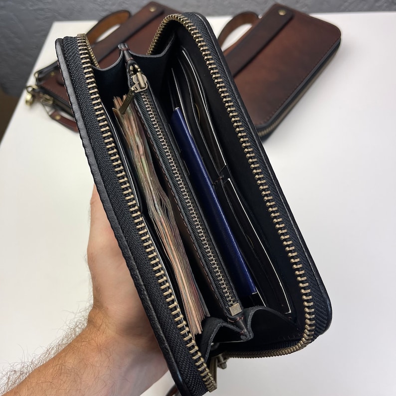 Personalised Zip Around Wallet Leather Clutch Handmade Mens - Etsy
