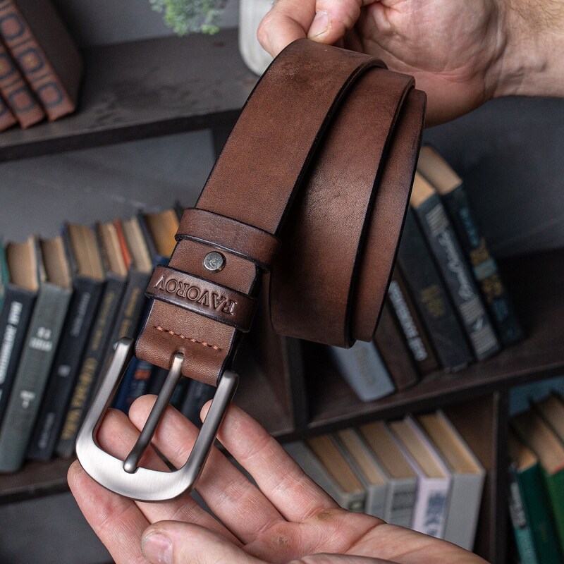 Brown Leather Belt - Etsy
