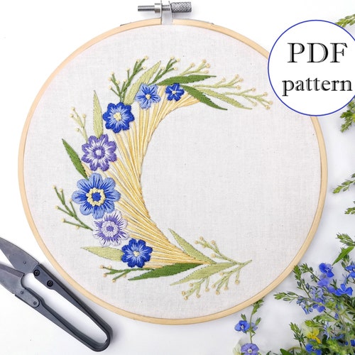 PDF 8 Floral Wreath Embroidery Pattern Hoop Art DIY | Etsy