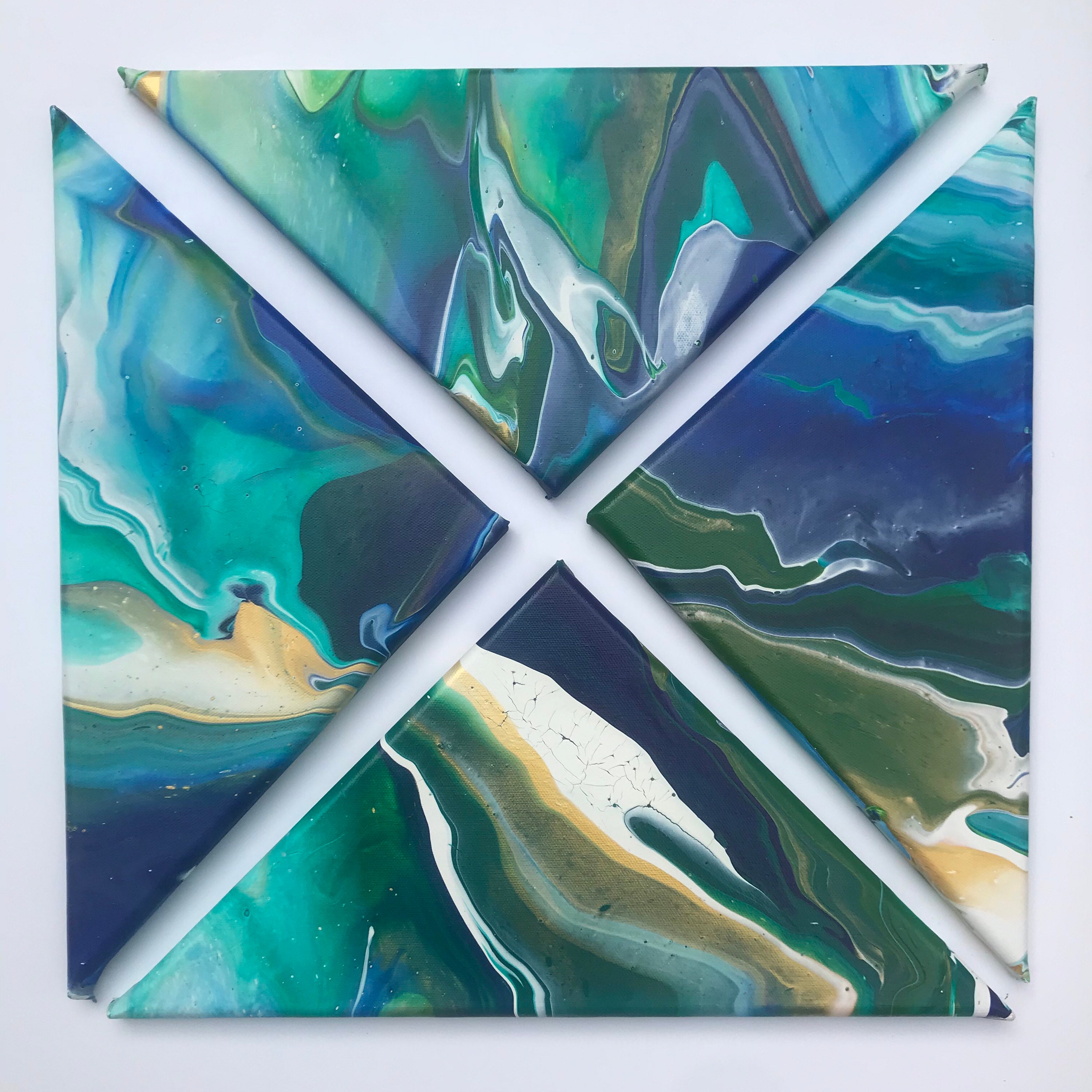 Abstract Art Quad Painting 15 X 15 Four Stretched Canvas - Etsy