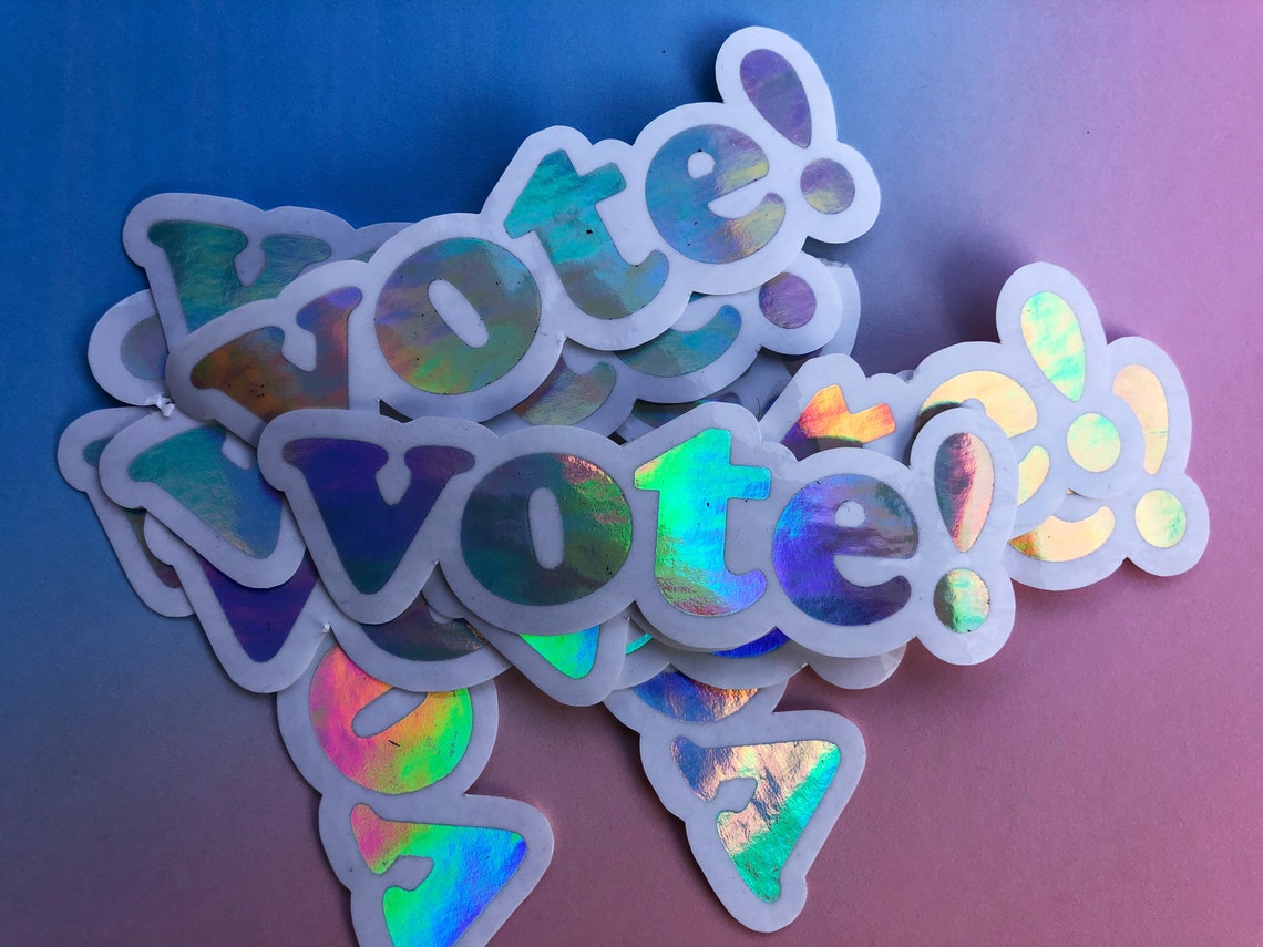 VOTE Rainbow Sticker Rainbow Holographic Glossy Vinyl | Etsy