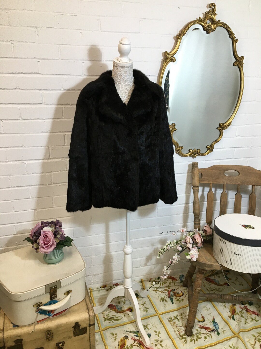 Black Vintage Fur Jacket - Etsy
