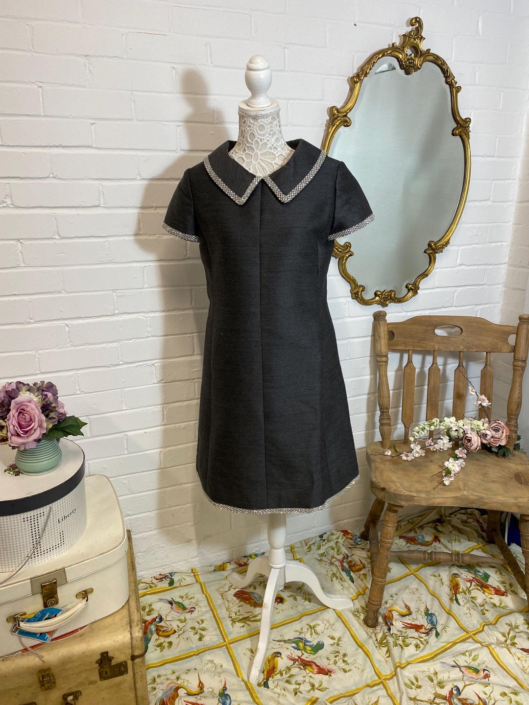 1960s Structural Wool Dress With Diamanté Details by Kiki Hart - Etsy